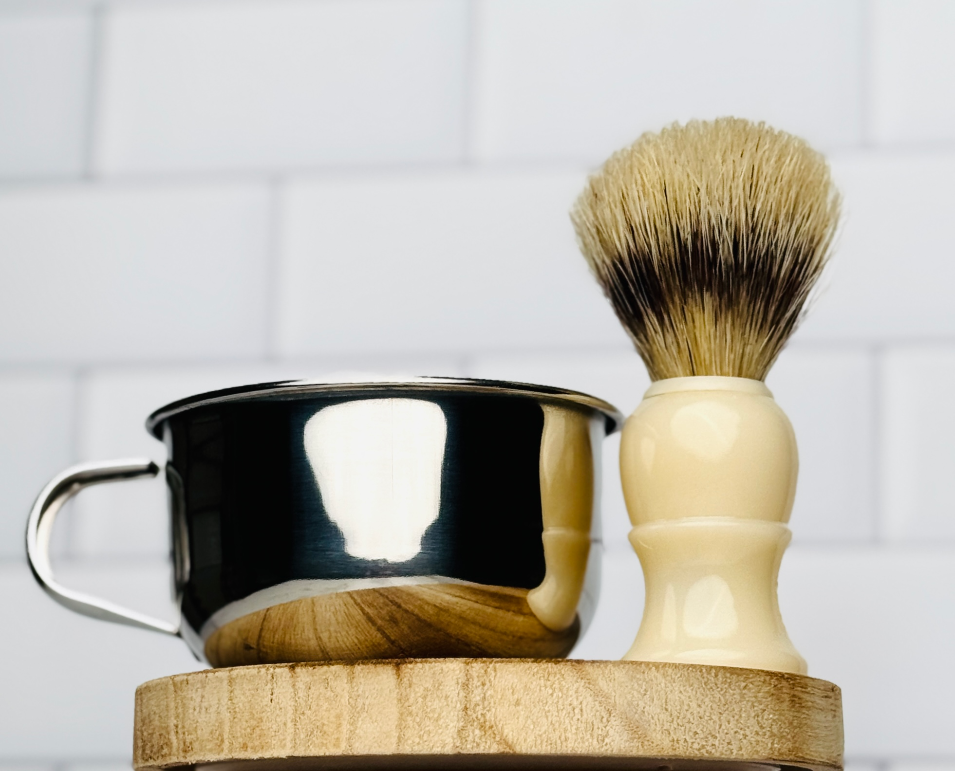 Stainless Steel Shave Cup & Brush Set – Bathhouse Trading Company